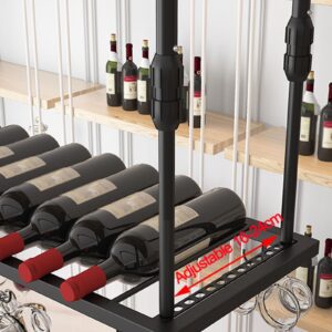 V3VOGUE Ceiling Wine Glass Rack, Ceiling Mounted Wine Bottle Holder, Hanging Wine Glasses Storage Hanger Organizer, Wine Glass Drying Rack for Kitchen,Bar and Restaurant 80/100/120cm