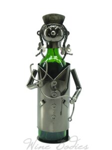 wine bodies nice nurse metal wine bottle holder, charcoal