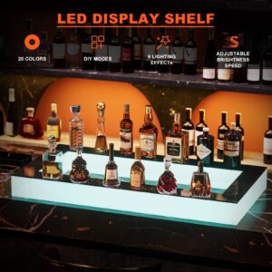 Oarlike Wall-Mounted LED Liquor Bottle Display Shelf 48 in Floating/Countertop Lighted Bar Shelf with APP Remote Controller for Home Commercial Bar Acrylic Display Stand