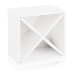 way basics wine rack cube stackable bar shelf (12 bottle), white