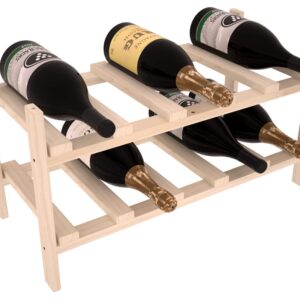 Wine Racks America® Living Series Magnum Stackable Wine Rack - Durable and Modular Wine Storage System, Ponderosa Pine, Unstained - Holds 10 Bottles