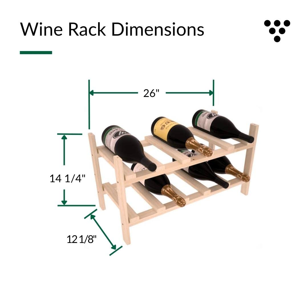 Wine Racks America® Living Series Magnum Stackable Wine Rack - Durable and Modular Wine Storage System, Ponderosa Pine, Unstained - Holds 10 Bottles