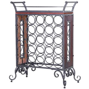 homcom 25 bottle horizontal free standing wine rack stand wood and metal - black