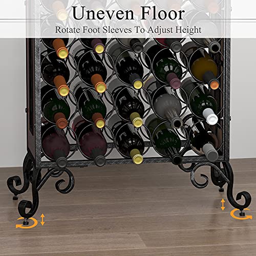 HOMCOM 25 Bottle Horizontal Free Standing Wine Rack Stand Wood and Metal - Black