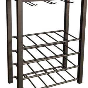 Kings Brand Furniture – Freestanding Floor Wine Rack Storage Table - Hold 20 Bottles with Glasses Holder