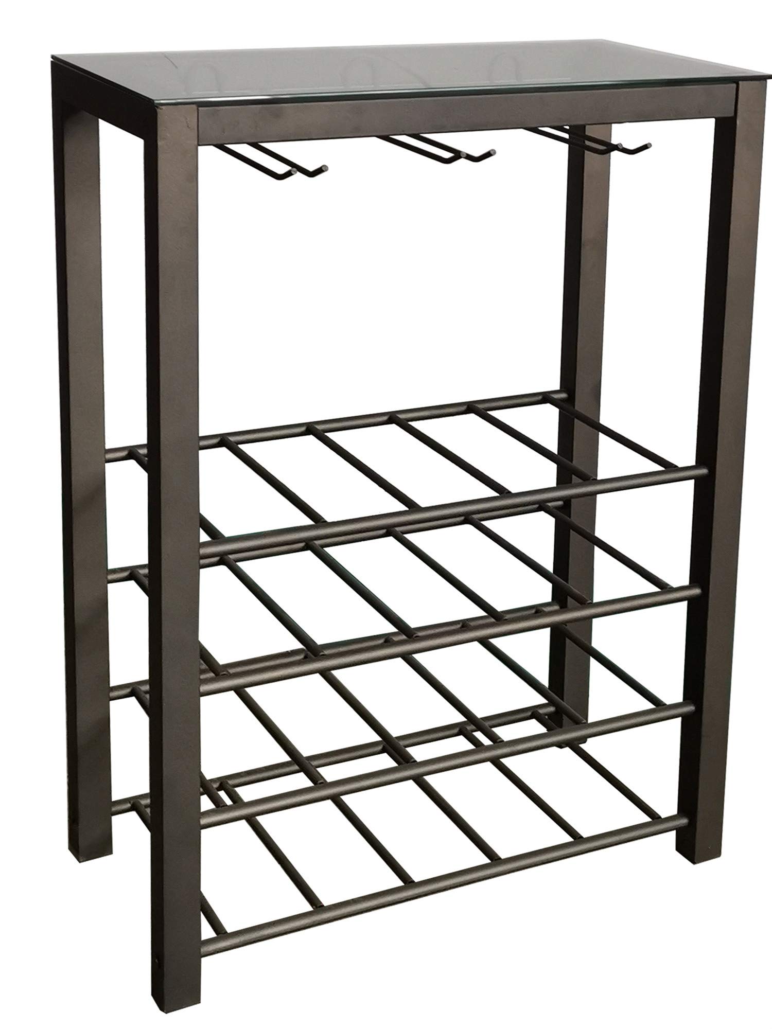 Kings Brand Furniture – Freestanding Floor Wine Rack Storage Table - Hold 20 Bottles with Glasses Holder