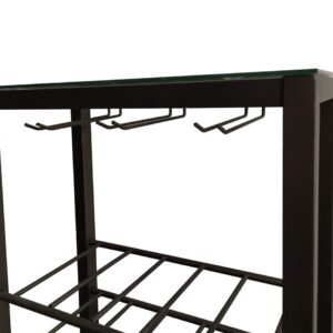 Kings Brand Furniture – Freestanding Floor Wine Rack Storage Table - Hold 20 Bottles with Glasses Holder