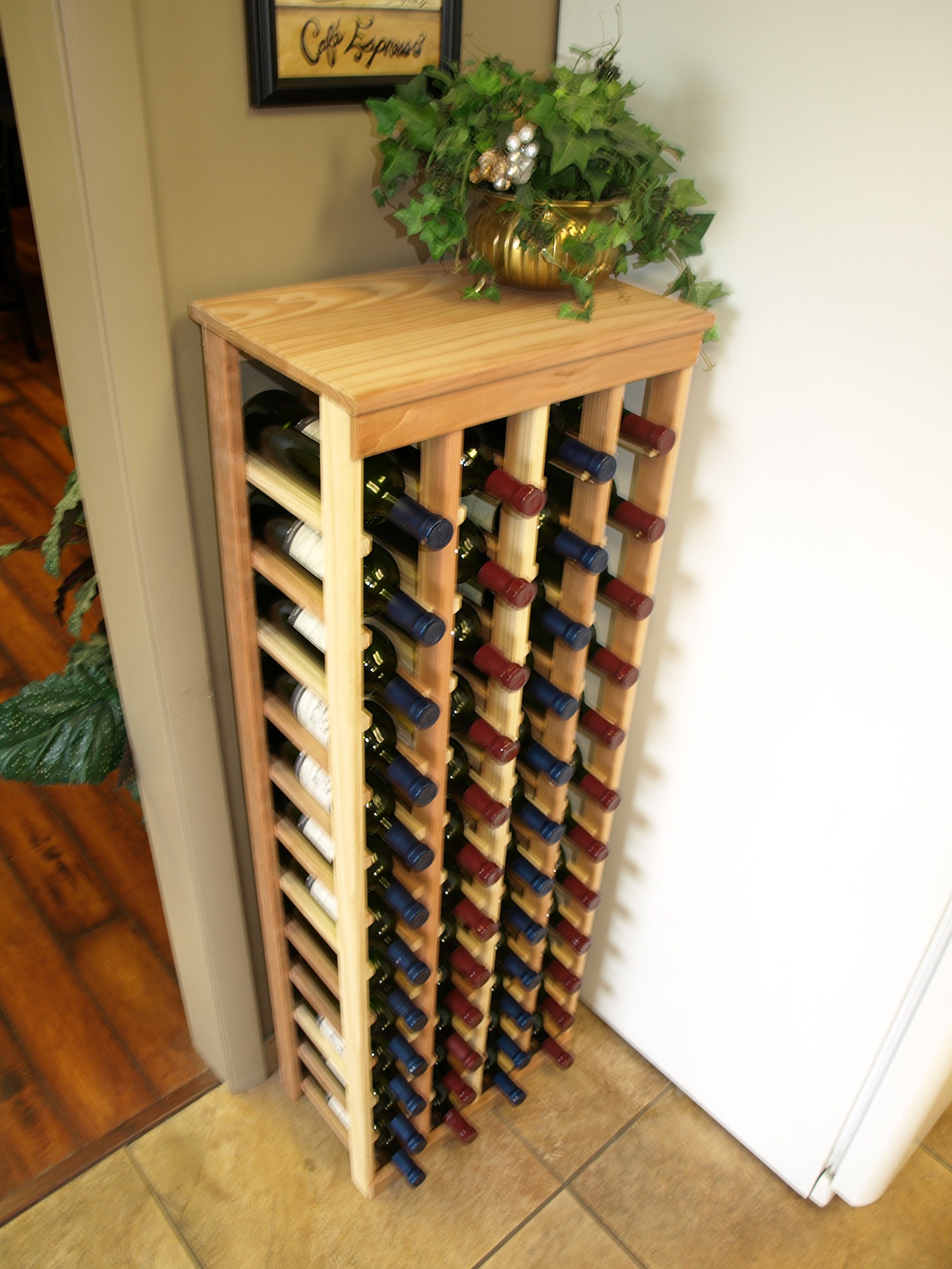 Wine Racks America Living Series Table Top Wine Rack - Durable and Modular Wine Storage System, Redwood Unstained - Holds 48 Bottles