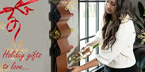 WALBROOK Wall Wine Rack - Leather Wine Rack, Hanging Wine Rack for 6 Bottles, Wine Gifts for Wine Lovers, Wall Mounted Wine Rack and Leather Wine Bottle Holder