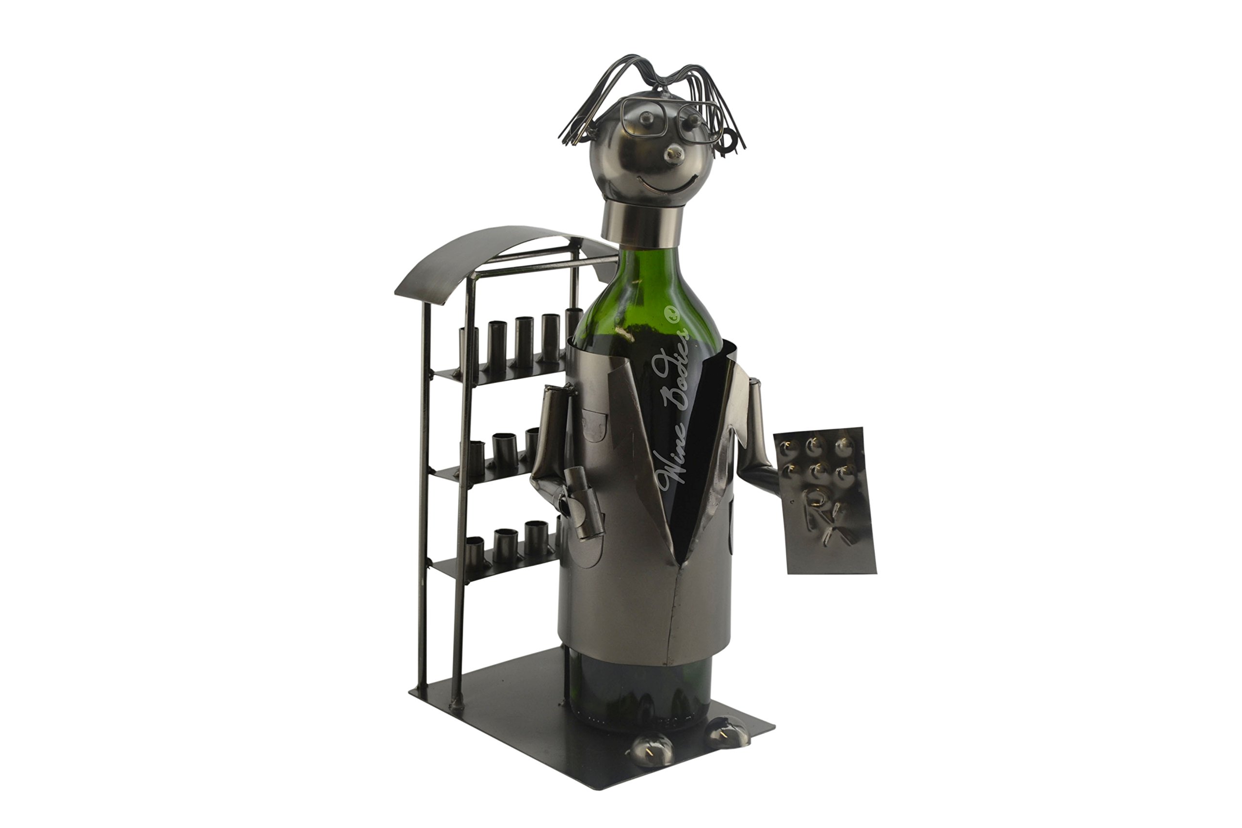 WINE BODIES Pharmacist Metal Wine Bottle Holder, Charcoal