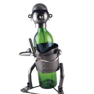 Wine Bodies Baseball Player Metal Wine Bottle Holder, Charcoal