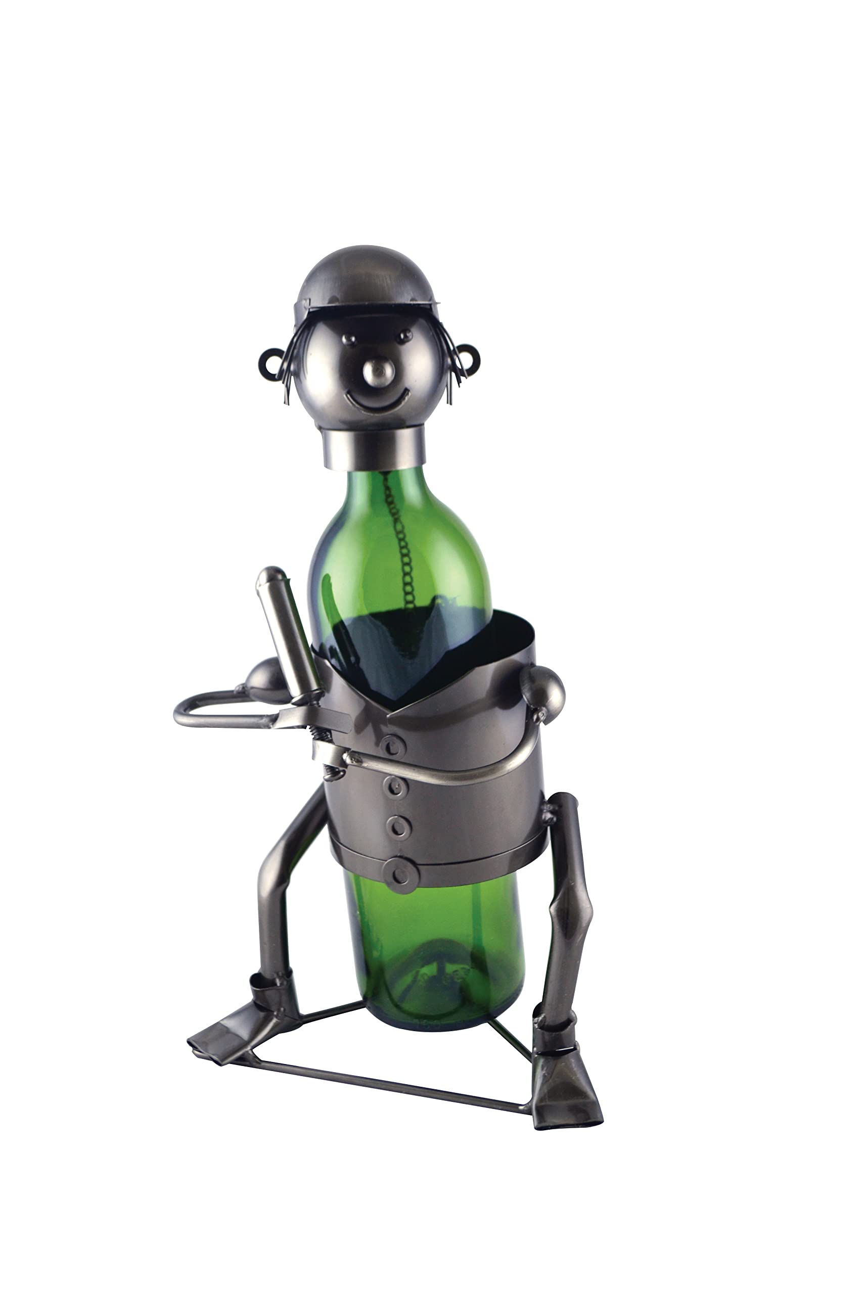 Wine Bodies Baseball Player Metal Wine Bottle Holder, Charcoal