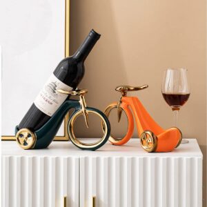 Bicycle Wine Shelf, Ceramics Wine Racks Holder Wine Cabinet for Home Living Room Porch Decoration Creative Gift,Green