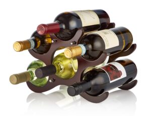 adirhome wooden wine rack - 6 bottle (cherry)