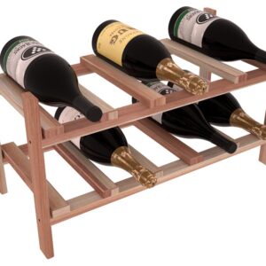 Wine Racks America® Living Series Magnum Stackable Wine Rack - Durable and Modular Wine Storage System, Redwood Unstained - Holds 10 Bottles