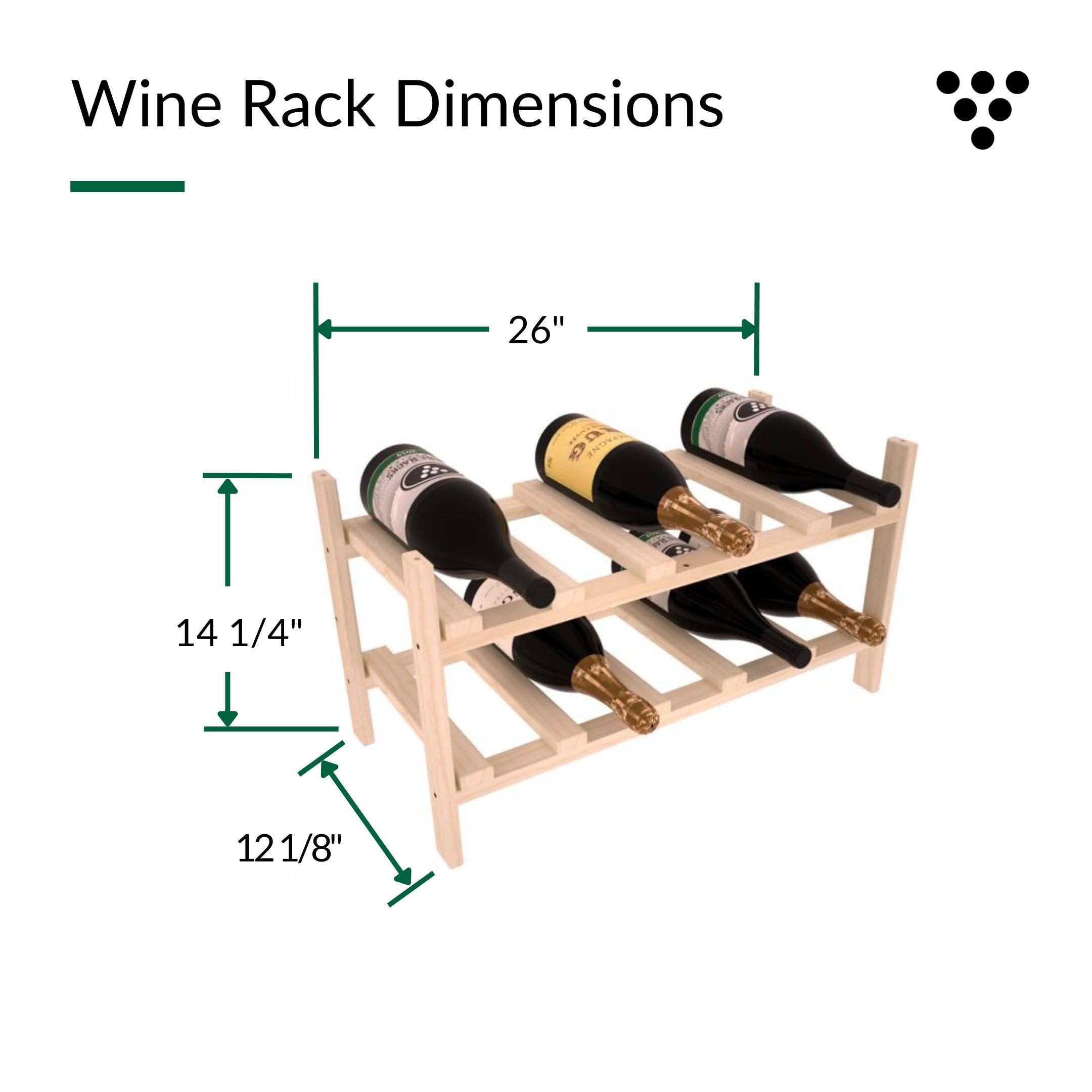 Wine Racks America® Living Series Magnum Stackable Wine Rack - Durable and Modular Wine Storage System, Redwood Unstained - Holds 10 Bottles