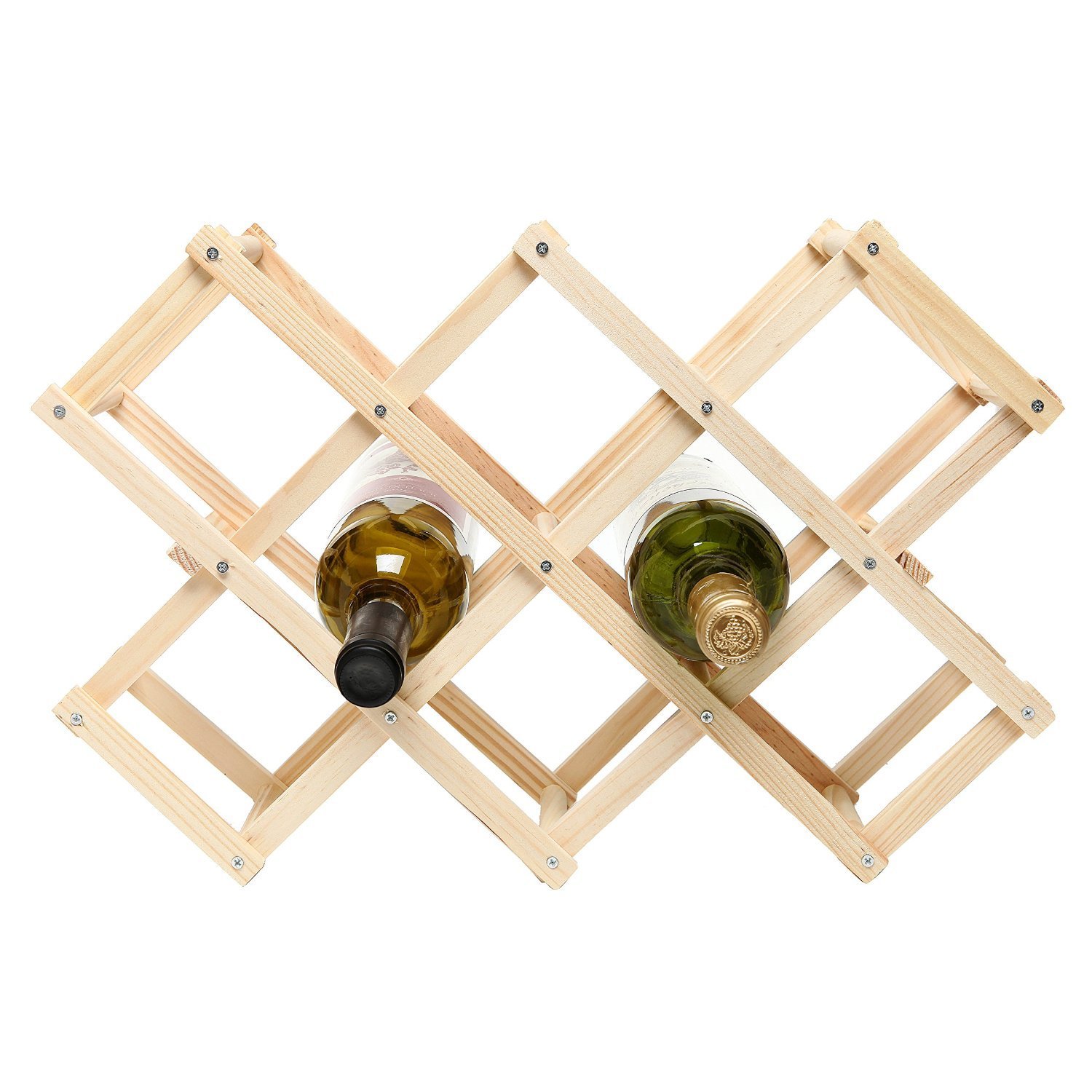 Birougo Solid Wood Wine Wine Shelf Creative Folding Wooden Wine Rack Decoration Multi-Bottle Ornaments (10 Bottle Slots)