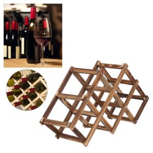 Wood Wine Rack Freestanding Wine Rack,Wood Wine Storage Racks Countertop,Foldable Wooden Stackable Wine Cellar Rack Wine Bottle Stand Holder Display Shelf (Brown)