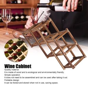 Wood Wine Rack Freestanding Wine Rack,Wood Wine Storage Racks Countertop,Foldable Wooden Stackable Wine Cellar Rack Wine Bottle Stand Holder Display Shelf (Brown)