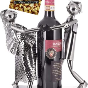 BRUBAKER Bottle Holder Dancing Couple - Pair Sculpture Metal - Bottle Stand - with Greeting Card - Wedding Favours