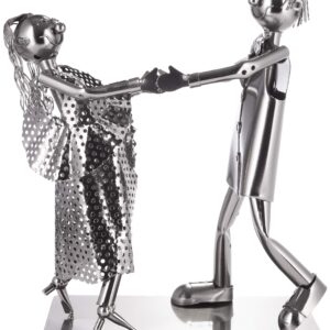 BRUBAKER Bottle Holder Dancing Couple - Pair Sculpture Metal - Bottle Stand - with Greeting Card - Wedding Favours