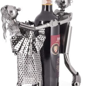 BRUBAKER Bottle Holder Dancing Couple - Pair Sculpture Metal - Bottle Stand - with Greeting Card - Wedding Favours