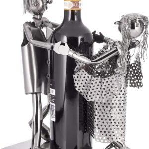 BRUBAKER Bottle Holder Dancing Couple - Pair Sculpture Metal - Bottle Stand - with Greeting Card - Wedding Favours