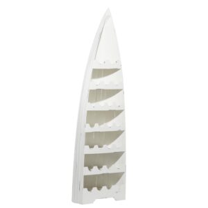 deco 79 wood boat 25 bottle standing wine rack, 21" x 14" x 76", white