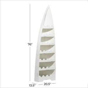 Deco 79 Wood Boat 25 Bottle Standing Wine Rack, 21" x 14" x 76", White