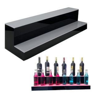 yilikiss 31 inch 2 step led lighted liquor bottle display illuminated bottle shelf home commercial bar shelf light changing shelves with remote control,multiple colors led bar shelves for liquor