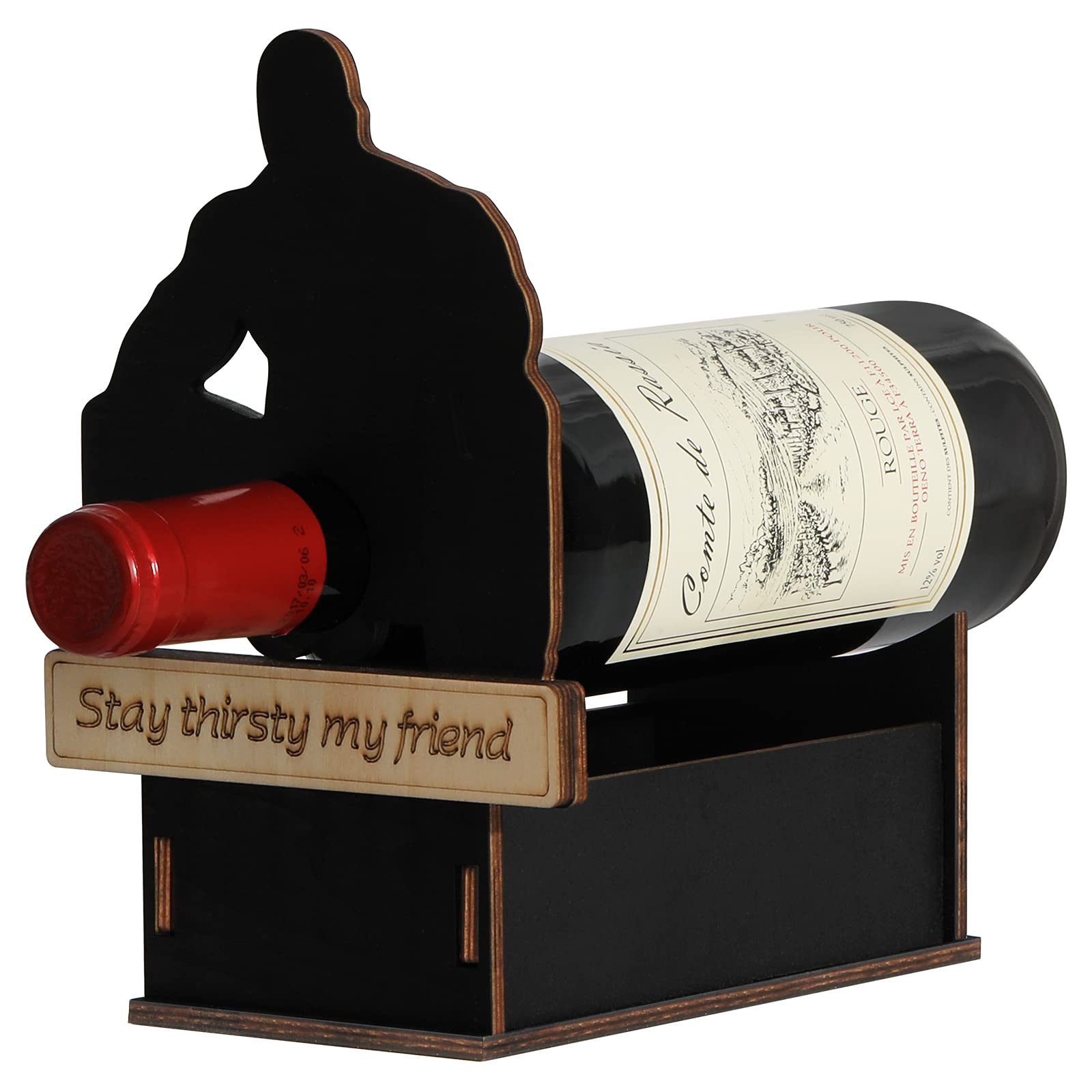 Barry Wood Wine Bottle Holder - Single Wine Bottle Holder,Tabletop Wine Holder Adult Creative Decoration Vino Accessories,Dinning Table Decoration Wine Storage for Kitchen Home Bar