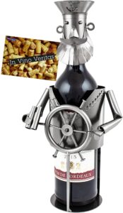 brubaker wine bottle holder 'boat captain' - metal sculpture - wine rack decor - tabletop - incl. greeting card