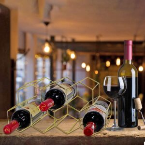 9 Bottle Metal Wine Rack, Tabletop Freestanding Wine Rack, Countertop Wine Storage Holder, Gold