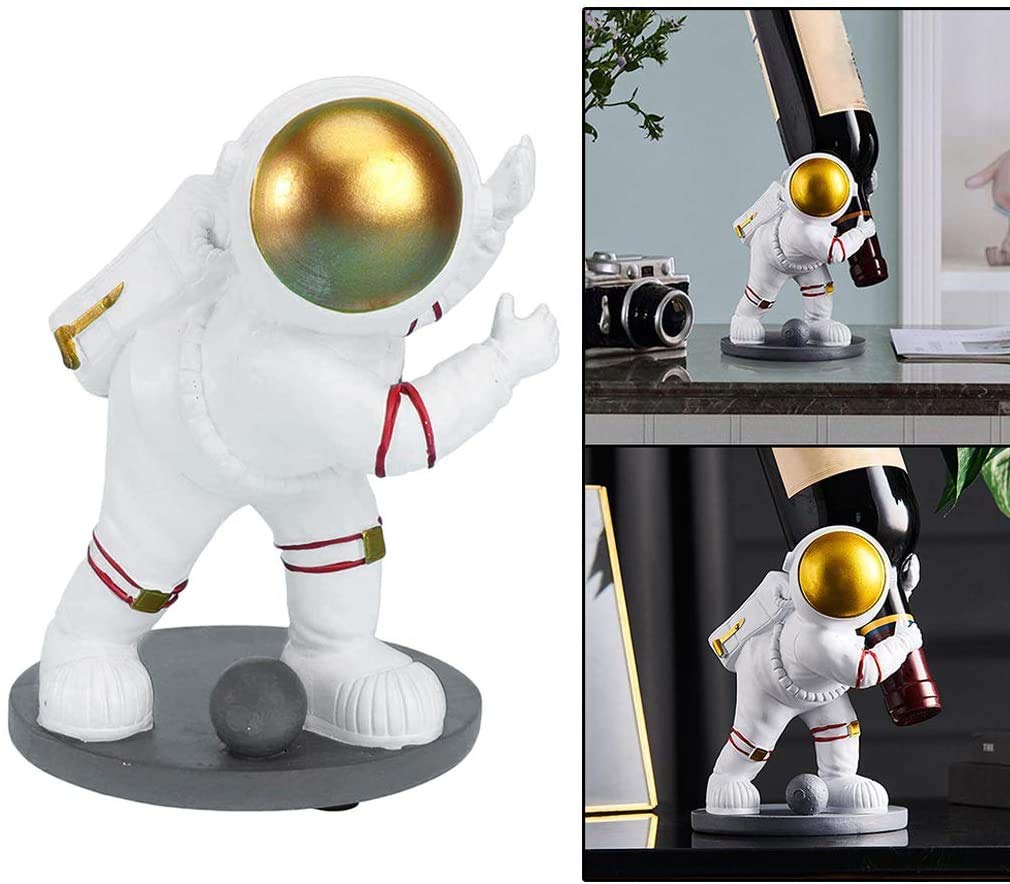 Taotenish Astronaut Design Wine Rack Wine Bottle Holder Statue Resin Wine Bottle Holder Sculpture Rack for House Office Coffee Shop Bar Restaurant Party Decor - Style A