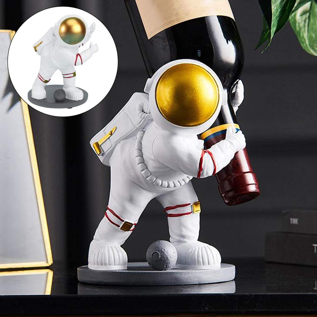 Taotenish Astronaut Design Wine Rack Wine Bottle Holder Statue Resin Wine Bottle Holder Sculpture Rack for House Office Coffee Shop Bar Restaurant Party Decor - Style A