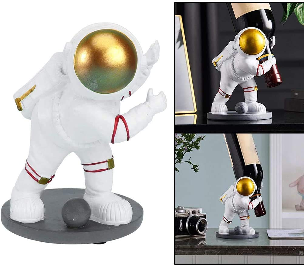 Taotenish Astronaut Design Wine Rack Wine Bottle Holder Statue Resin Wine Bottle Holder Sculpture Rack for House Office Coffee Shop Bar Restaurant Party Decor - Style A