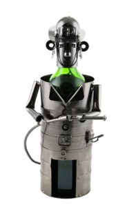 wine bodies fireman firefighter metal wine bottle holder, charcoal