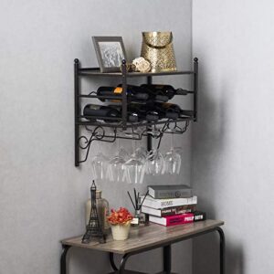 Home Zone Living Wine Rack - Countertop Freestanding Holder, Stores up to 6 Bottles