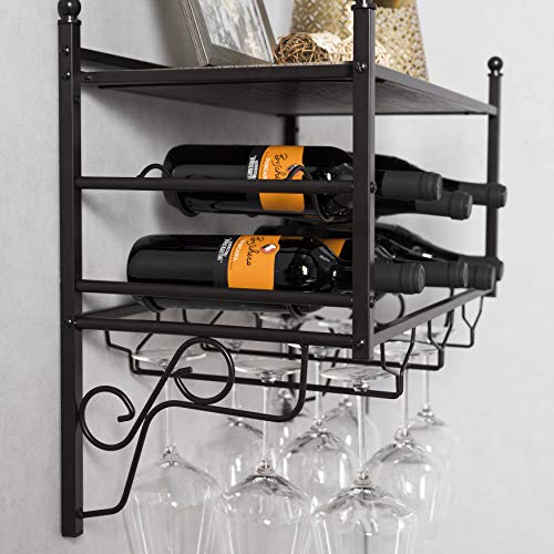 Home Zone Living Wine Rack - Countertop Freestanding Holder, Stores up to 6 Bottles