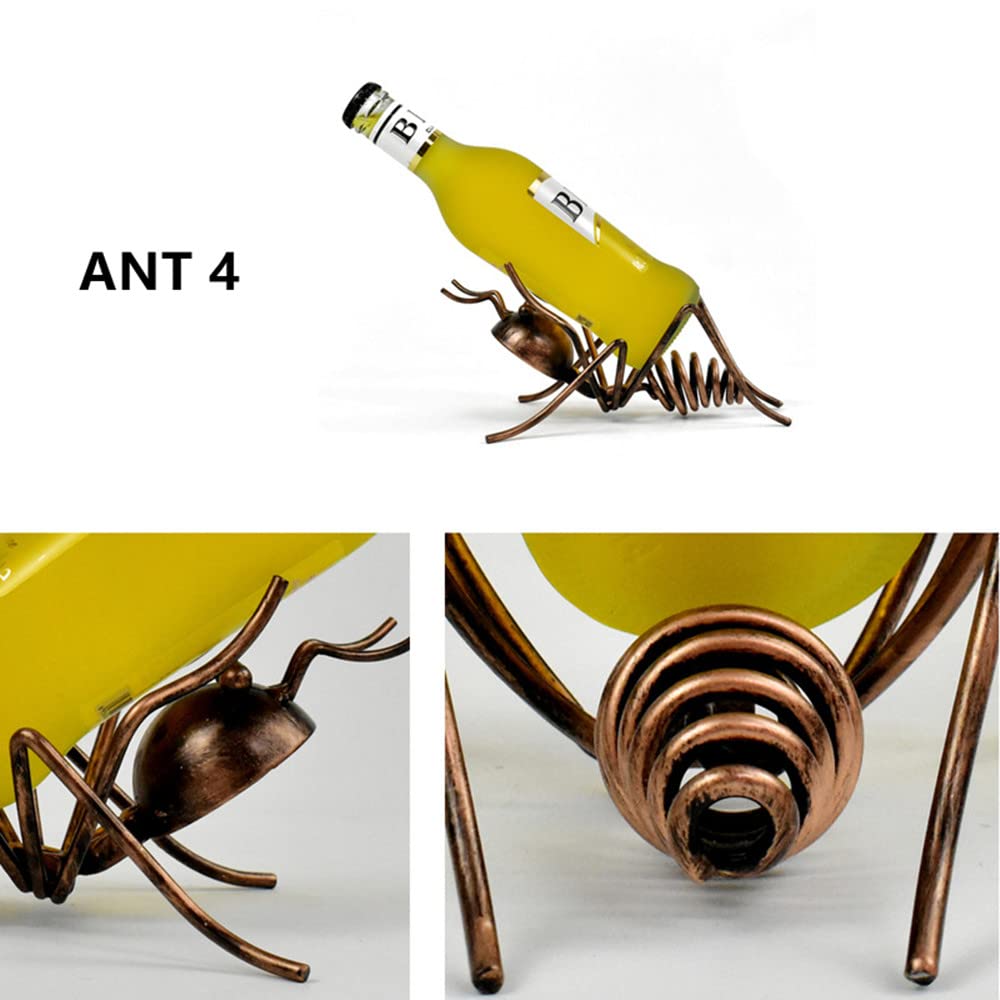 Fantasee - Ant Wine Holder, Stainless Steel Wine Freestanding Rack Bottle Holder Novelty for Gift Kitchen Home Decoration (Bronze - Ant4)