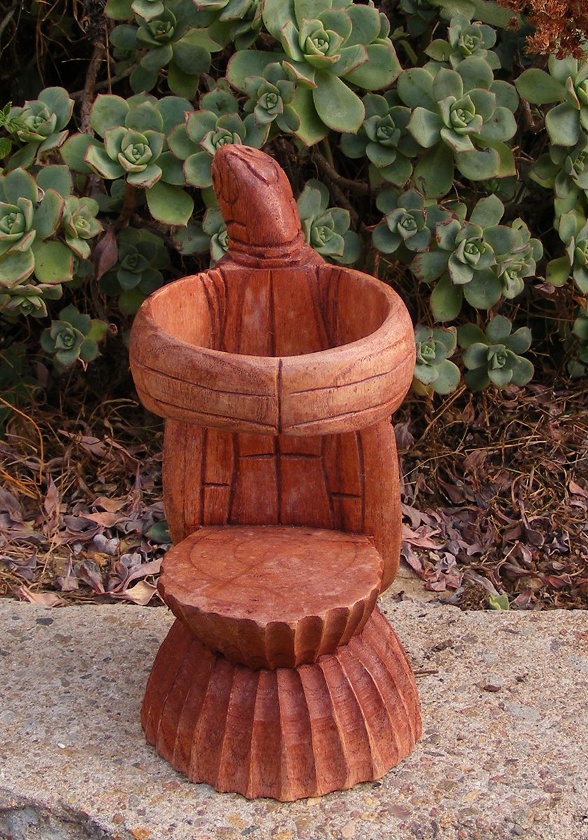 ANEWNICE VERSAINSECT l Nautical Turtle Hono Wood Statue Wine Bottle Holder Tiki Bar Garden Sculpture Outdoor Decoration