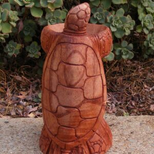 ANEWNICE VERSAINSECT l Nautical Turtle Hono Wood Statue Wine Bottle Holder Tiki Bar Garden Sculpture Outdoor Decoration