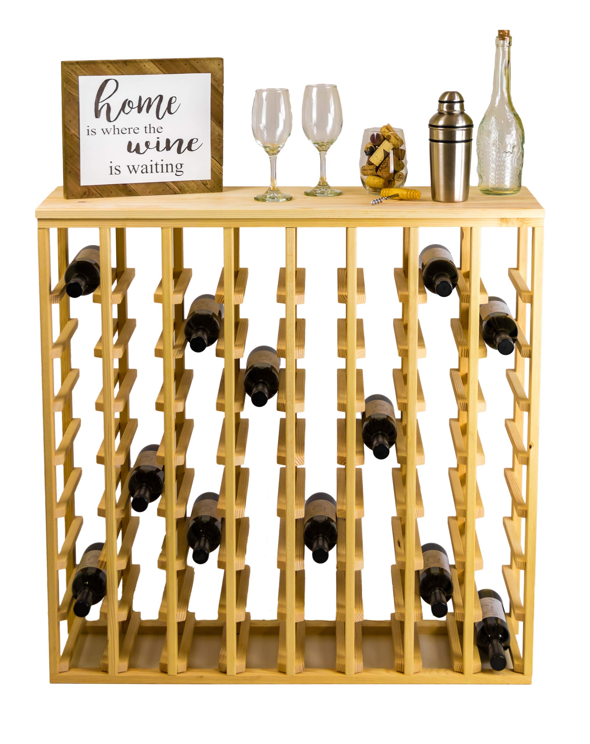 Creekside 64 Bottle Table Wine Rack (Pine) by Creekside - Exclusive 12 inch deep design conceals entire wine bottles. Hand-sanded to perfection!, Pine