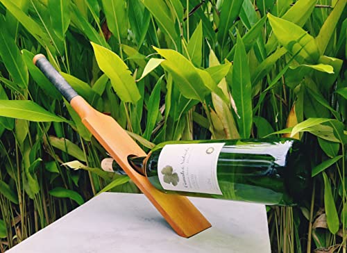 Wine Bottle Balancer/ Holder - Magic Bat - Unique Decorative Cricket Bat Design for Tabletop Display in Home, Kitchen, or Bar