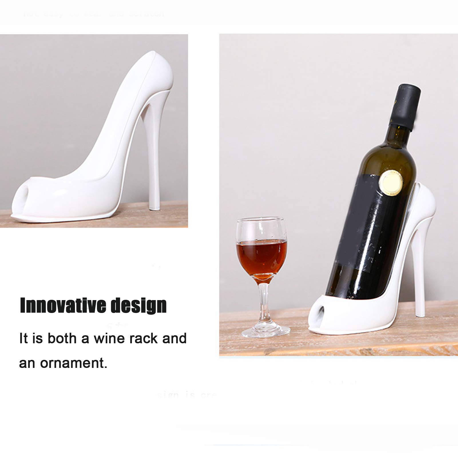 Innovative Wine Rack, High‑Heeled Shoe Shape Red Wine Bottle Display Holder Home Decoration for Living Room, Wine Cabinet Bar(White)