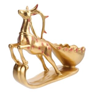 winomo reindeer wine bottle holder decorative resin wine display rack with elk figurine table centerpiece decoration for home restaurant golden