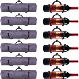 6 Pack—Wall Mount Wine/Towel Rack,Wall Mounted Flexible Adjustable Metal Wine Bottle & Glass Rack Holder | Home & Kitchen Décor | Storage Rack | Wall Mounted Shelves — Rubber protection （No scratches）