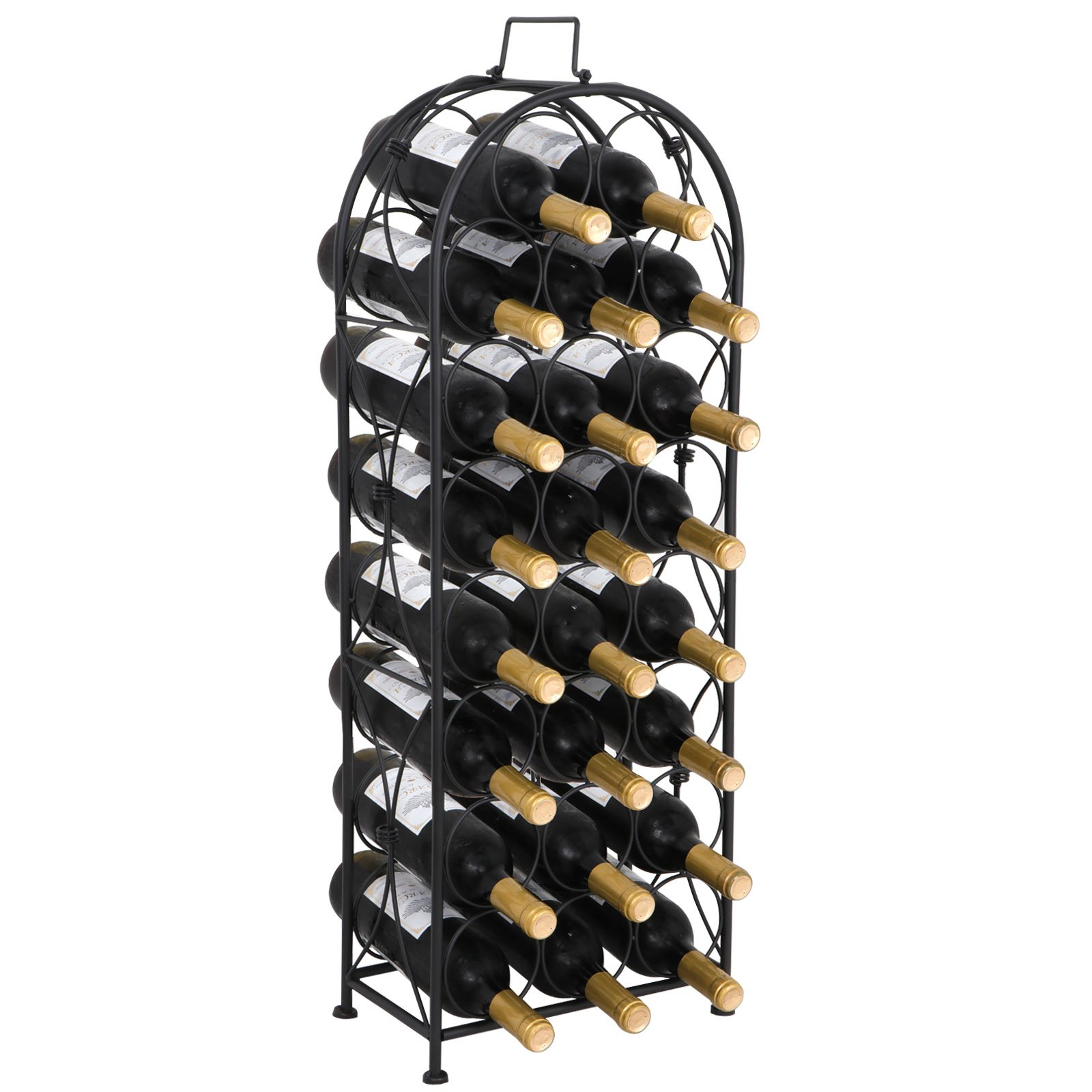 HomGarden 23 Bottles Wine Rack Stand Floor Wine Holder Racks Metal Arched Free Standing Bottle Display Stand - No Assembly Required