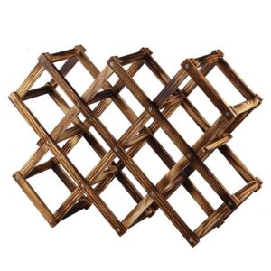 li-gelisi foldable wood wine rack wine holder storage display stand wood 10-bottle wine rack (fire color)