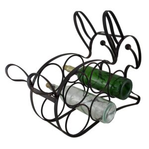 Zeckos Black Enamel Coated Metal Bunny Rabbit Wine Rack - Holds 5 Bottles - 20.5 Inches Long - Ideal for Countertops and Kitchen Displays - Whimsical Elegance